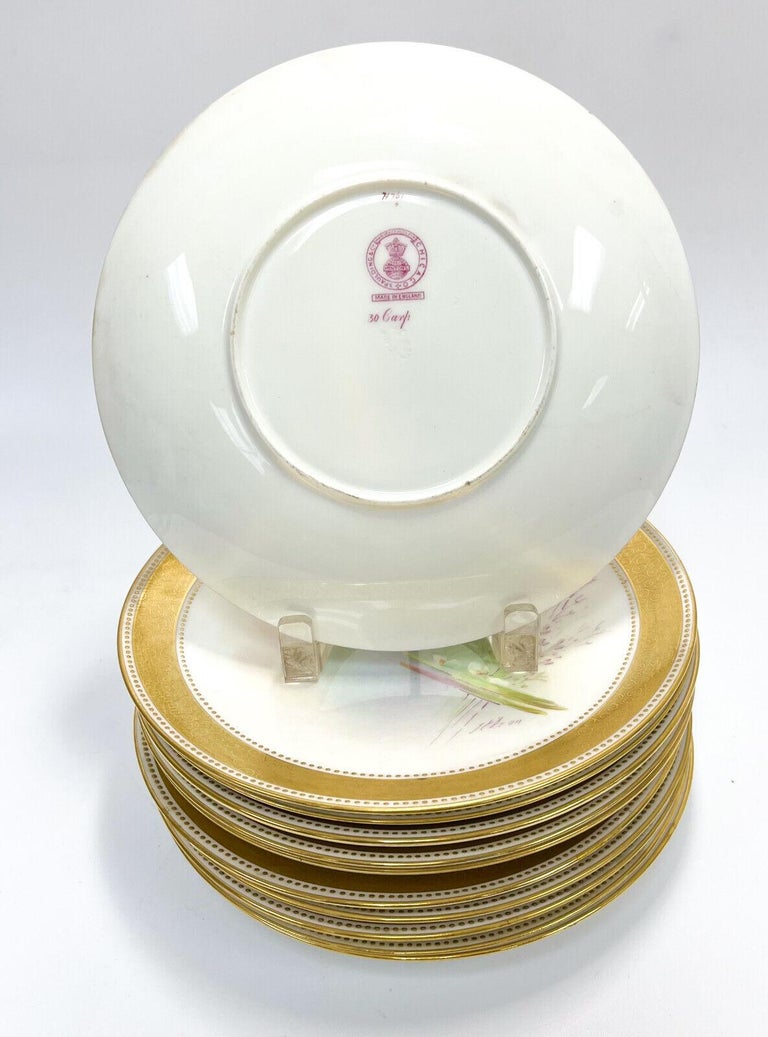 Set of 11 Minton England Porcelain Hand Painted Fish Cabinet Plates ...