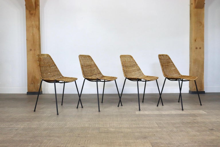 Set of 11 Rattan Basket Dining Chairs by Gian Franco Legler, 1950s at ...