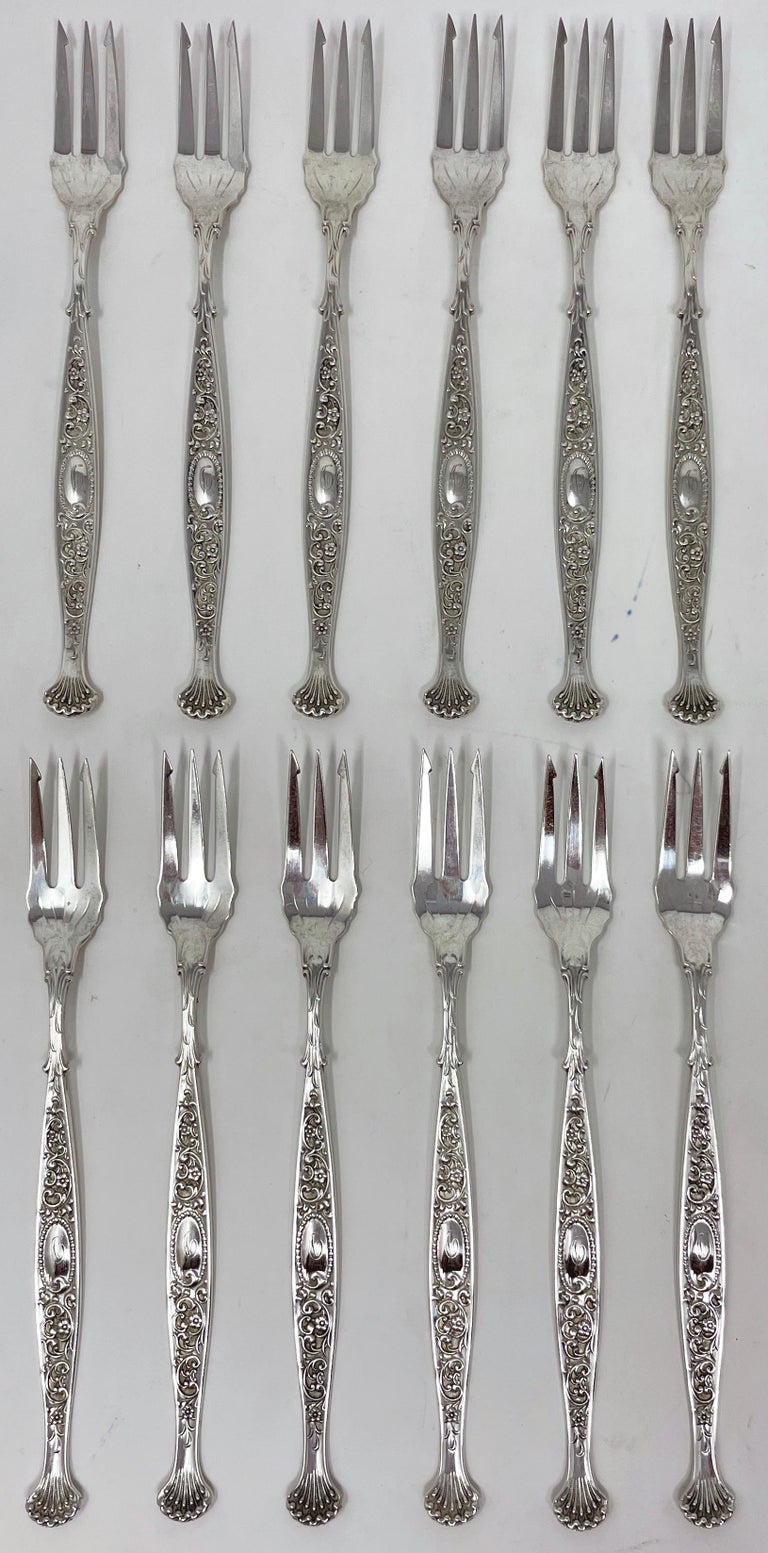 Set of 12 Antique American Hallmarked Sterling Silver Appetizer Forks ...