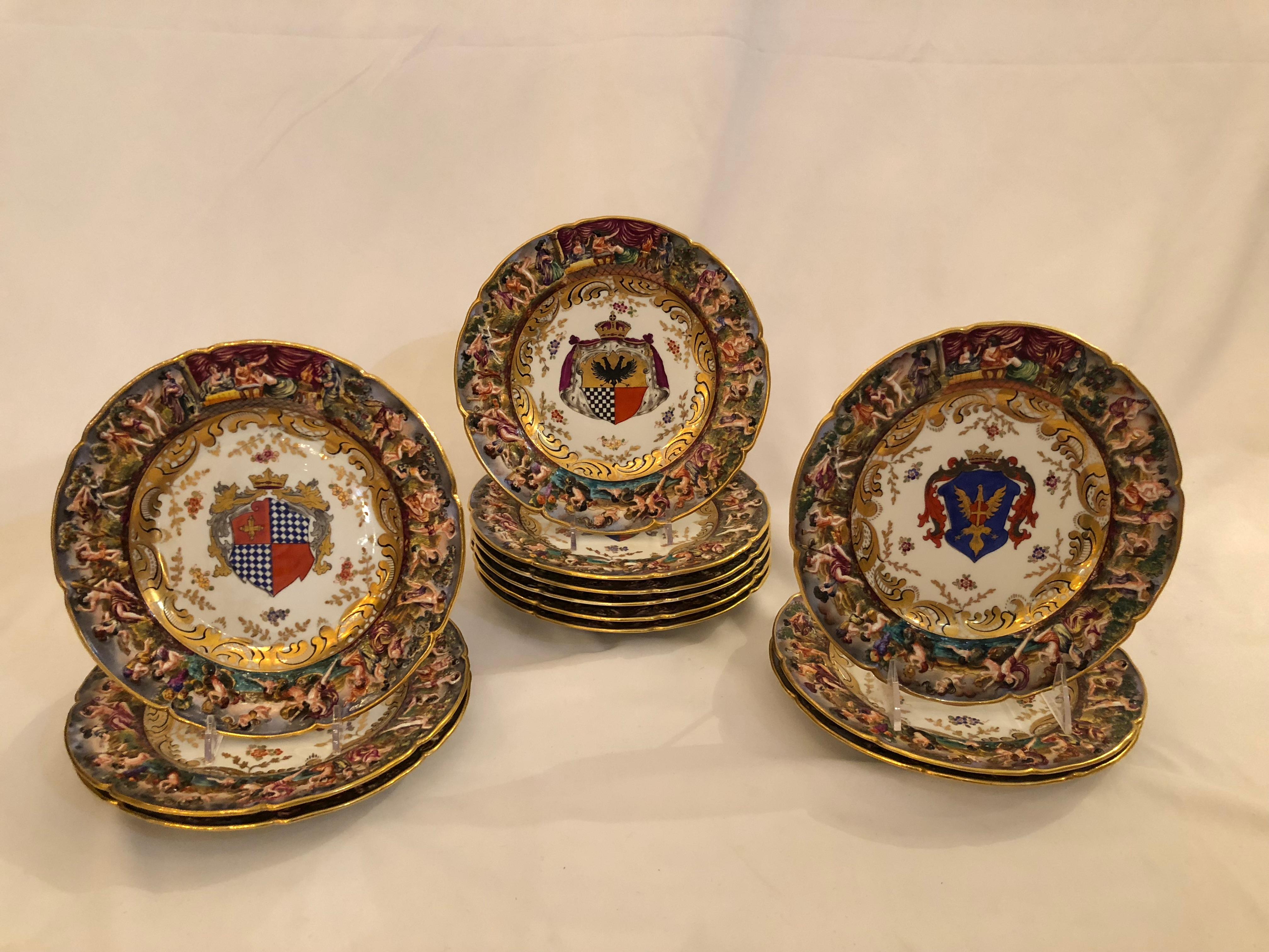 Set of 12 Antique Capodimonte Plates with Coats of Arms at 1stDibs ...