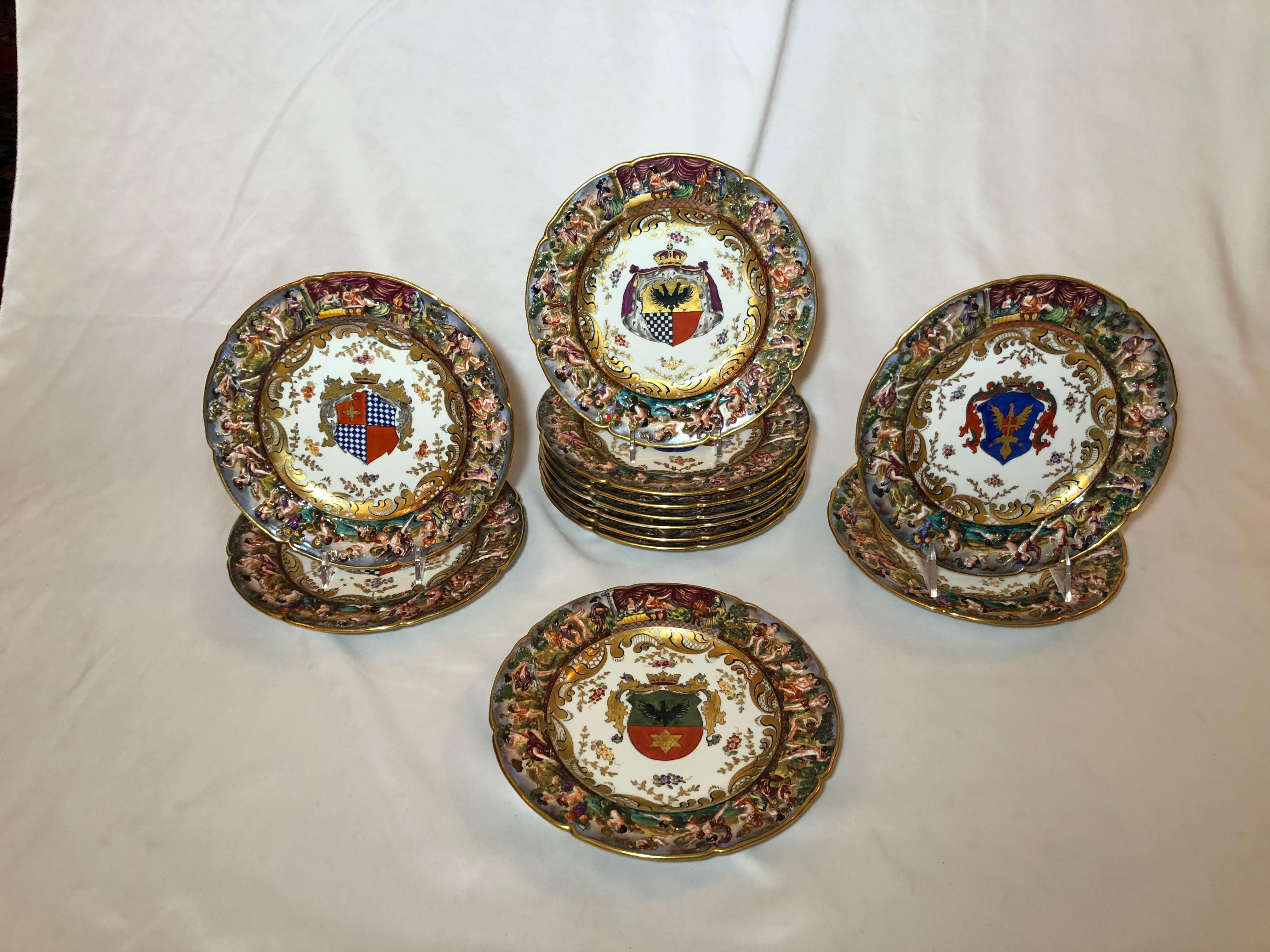 Set of 12 Antique Capodimonte Plates with Coats of Arms at 1stDibs ...