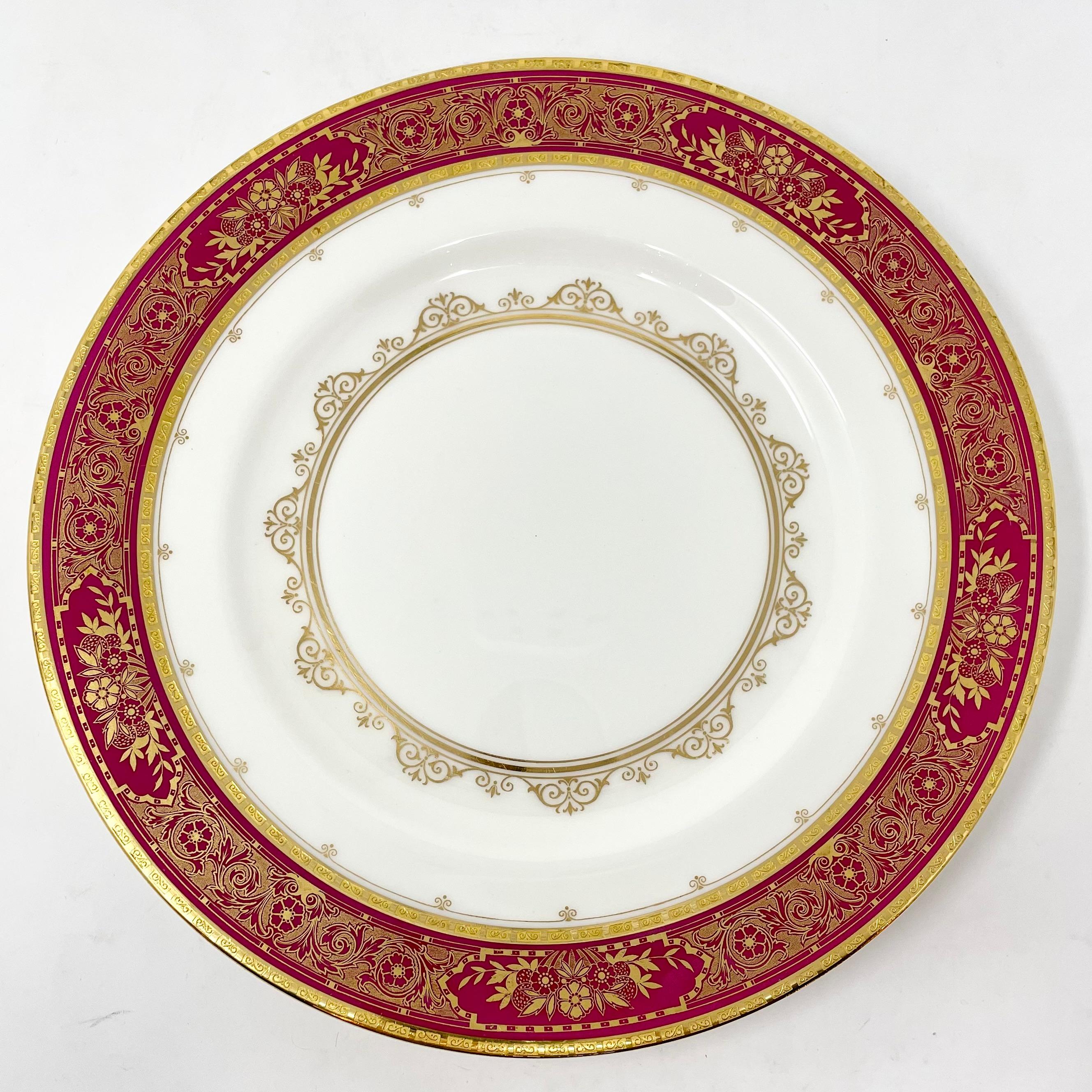 Set of 12 Antique English Minton Porcelain Red and Gold Service ...