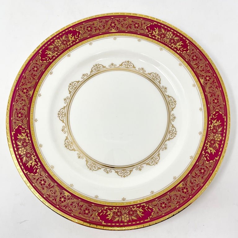 Set of 12 Antique English Minton Porcelain Red and Gold Service ...