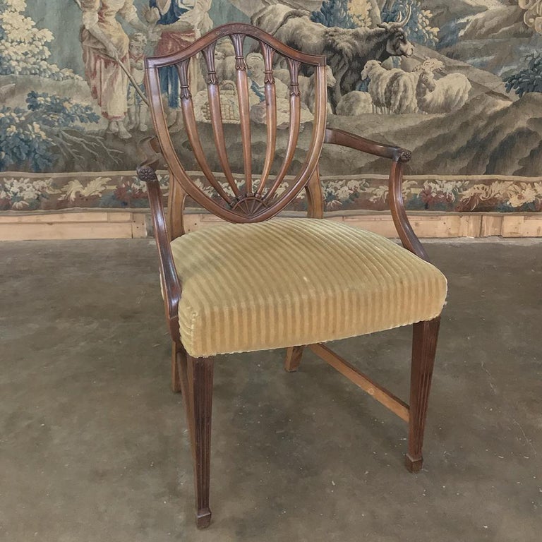 Set of 12 Antique English Sheraton Dining Chairs Includes Four ...