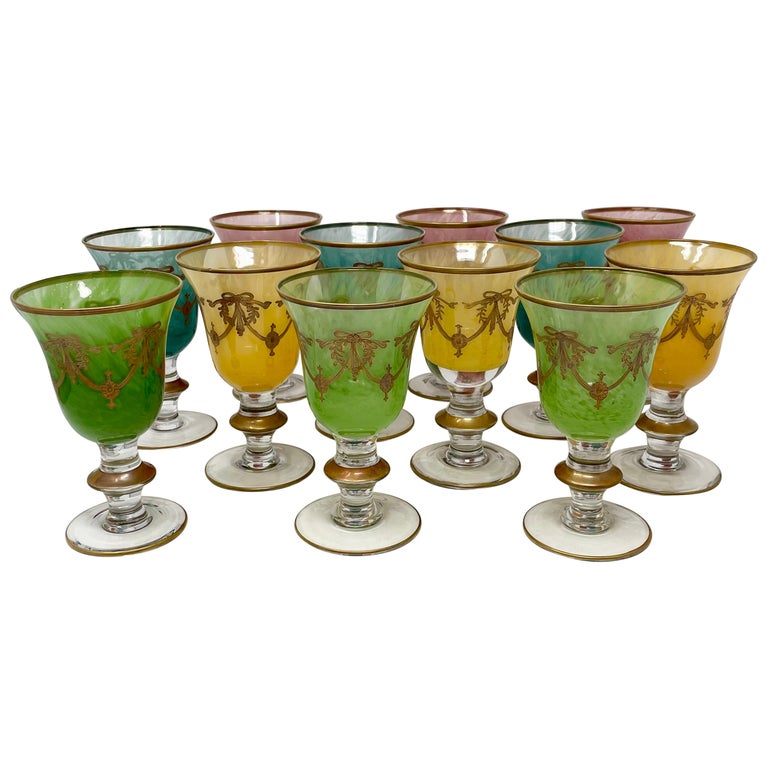 multi coloured wine goblets