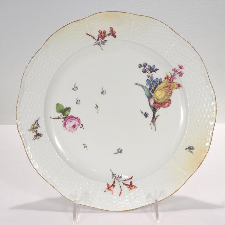 Set of 12 Antique Meissen Porcelain 'Old Ozier' Pattern Cabinet or ...