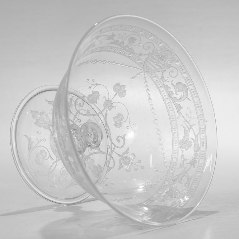 Set of 12 Antique Stourbridge Etched and Engraved Glass Sherbert Bowls ...