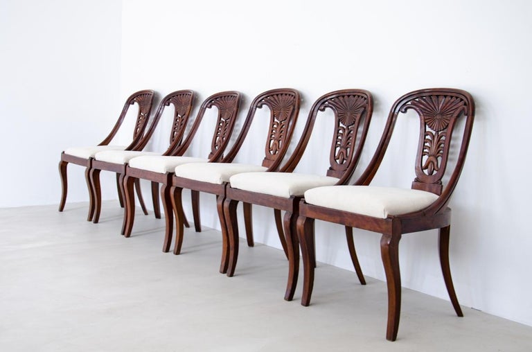 Set of 12 Antique Walnut Cockpit Chairs, Charles X Period For Sale at ...