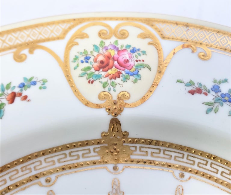 Set of 12 Antique Wedgewood Dinner Plates with Heavy Gilt and Floral ...