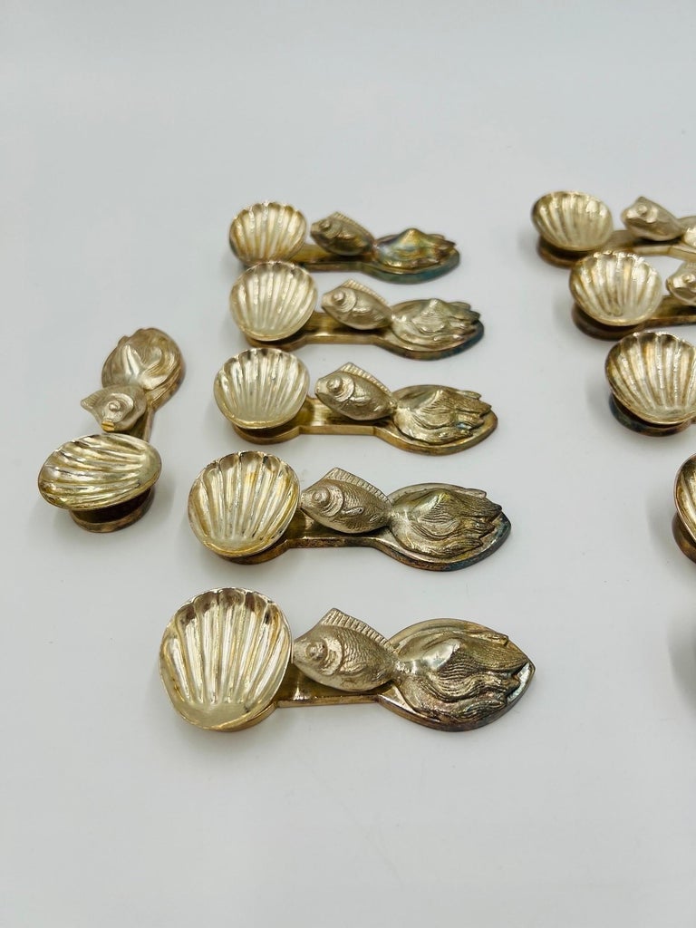 Set of 12, Buccellati Style Italian Silvered Fish / Shell Form ...