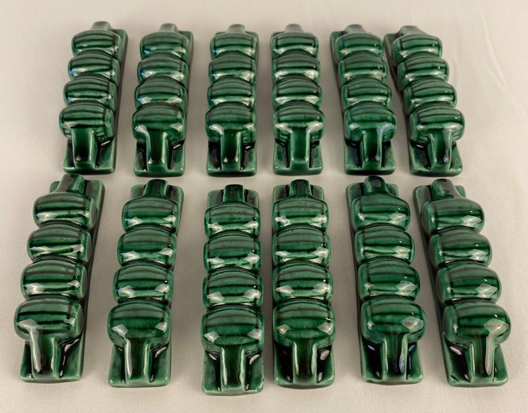 Set of 12 Green Majolica Knife Rests by Sarreguemines Wine Barrel ...
