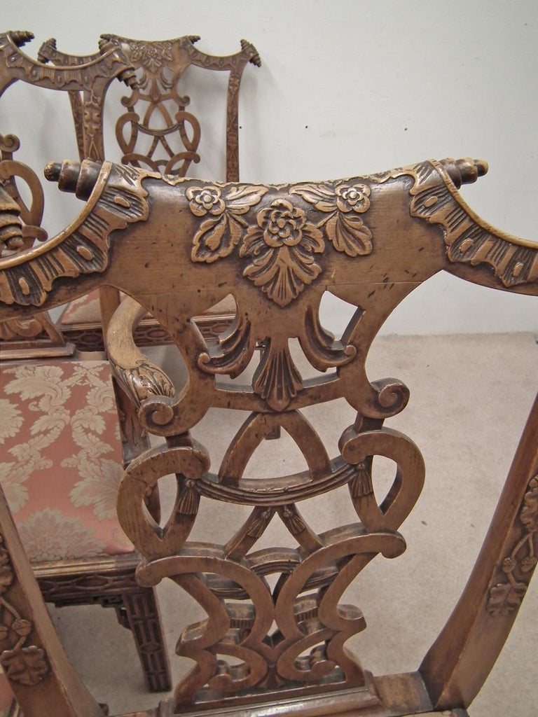 Set of 12 Chinese Chippendale Style Chairs For Sale at 1stDibs