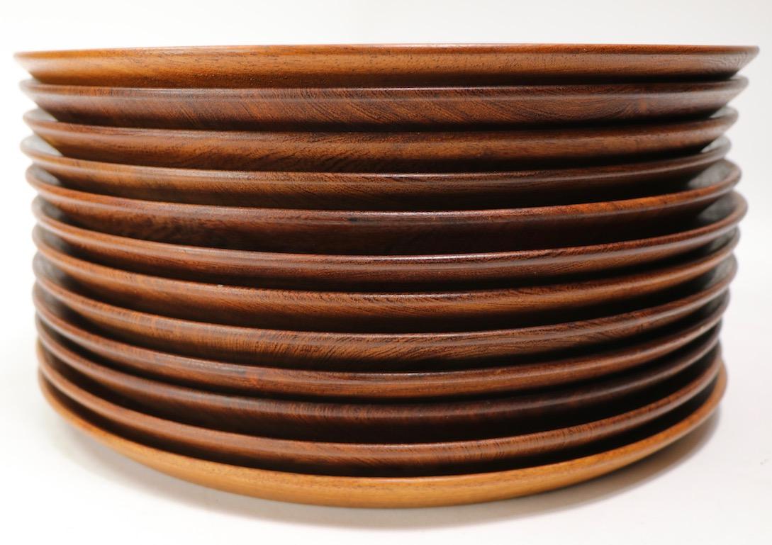 Set of 12 Danish Modern Teak Dinning Plates at 1stDibs
