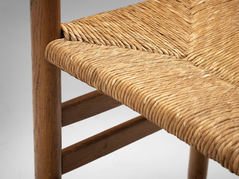 Set of 12 Dining Chairs in Oak with Rush Seating For Sale at 1stDibs