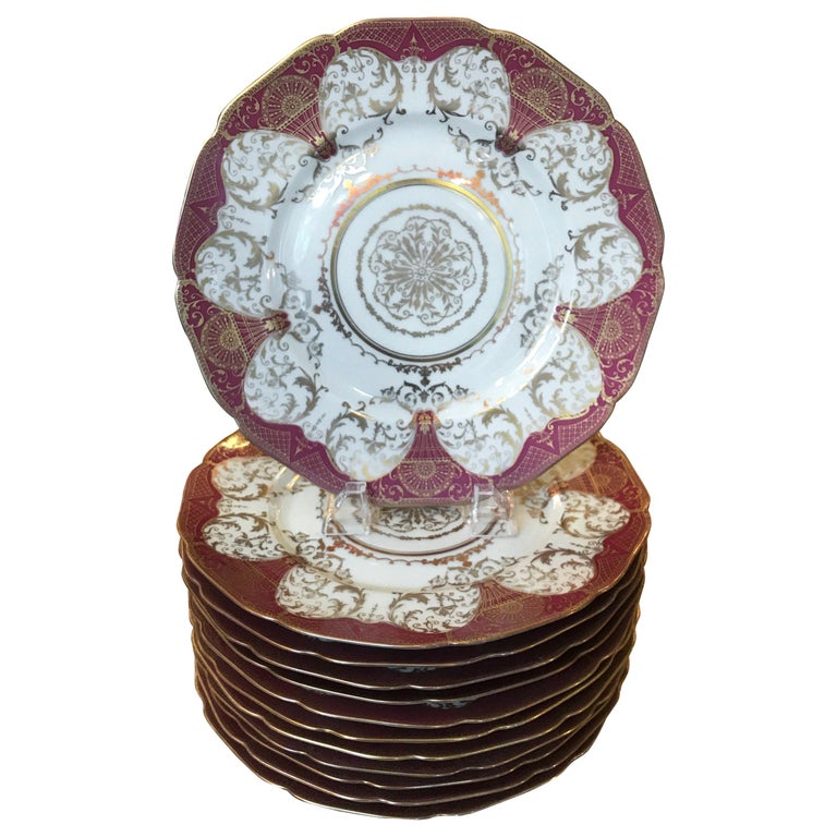 Set of 12 Elaborate Gilt Service Dinner Plates at 1stDibs