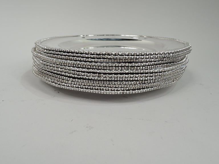 Set of 12 English Georgian Sterling Silver Dinner Plates with Royal ...