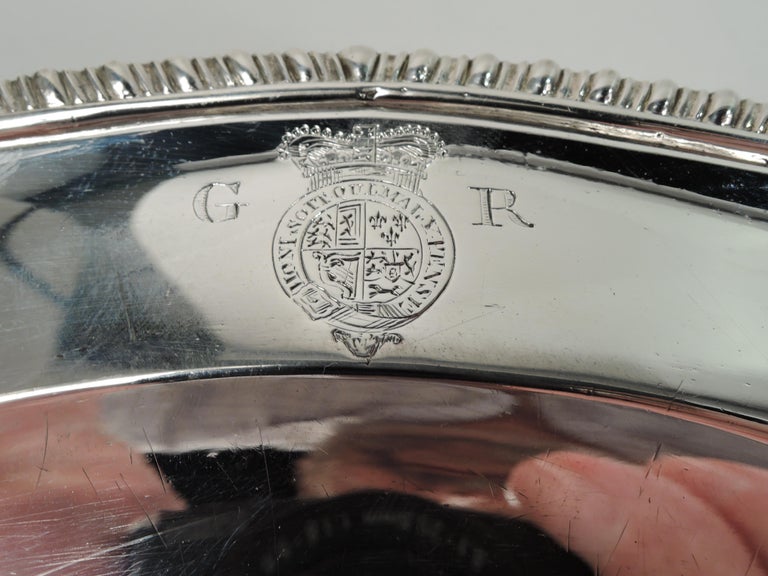 Set of 12 English Georgian Sterling Silver Dinner Plates with Royal ...