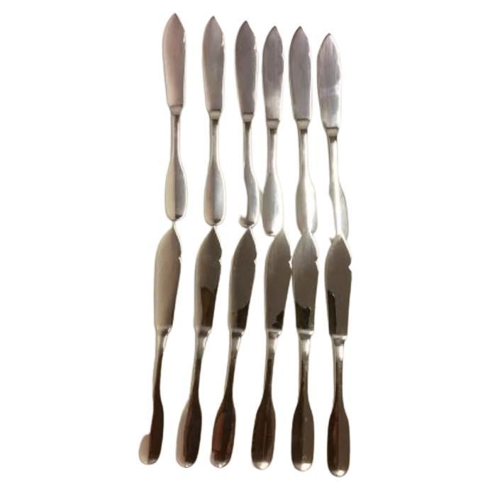 Four Evald Nielsen Number 14 Small Lunch Knives in Hammered Silver For ...