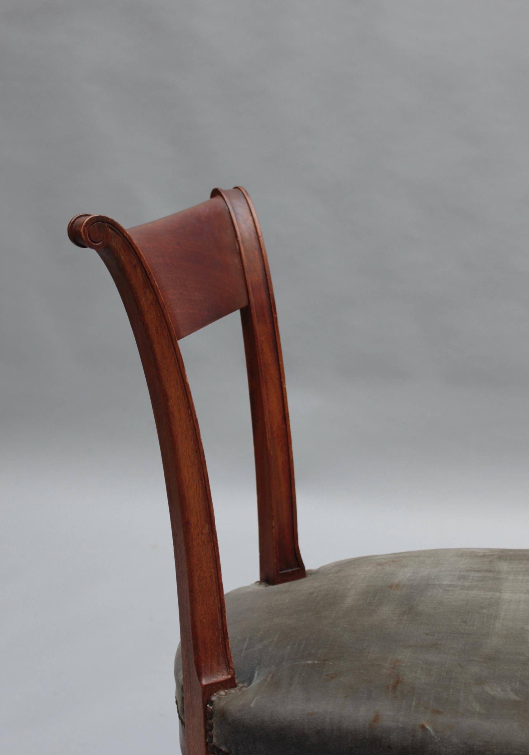 Set of 12 Fine French Art Deco Mahogany Dining Chairs For Sale at 1stDibs