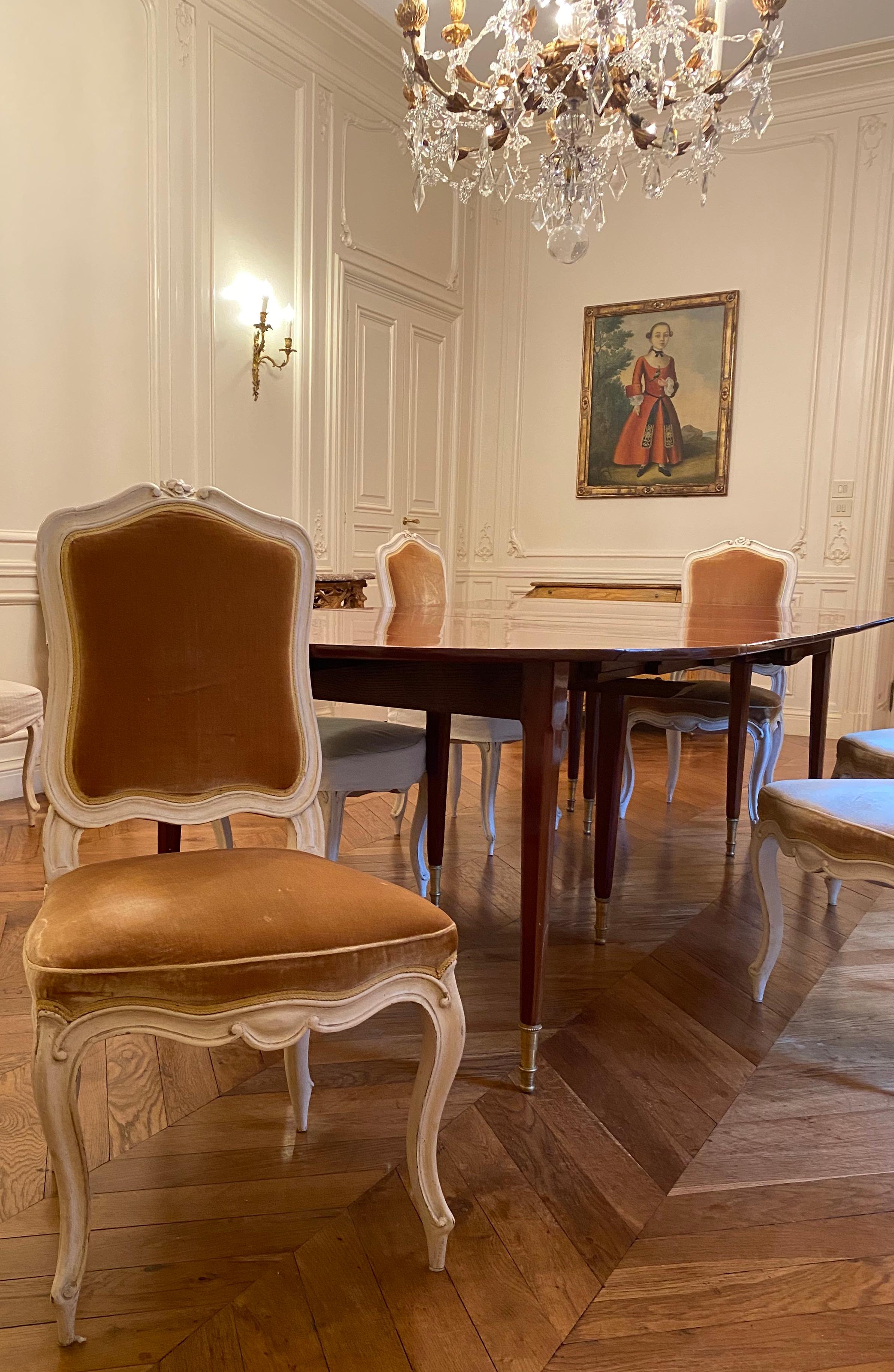 Set of 12 French 18th Century Ivory Painted Chairs For Sale at 1stDibs