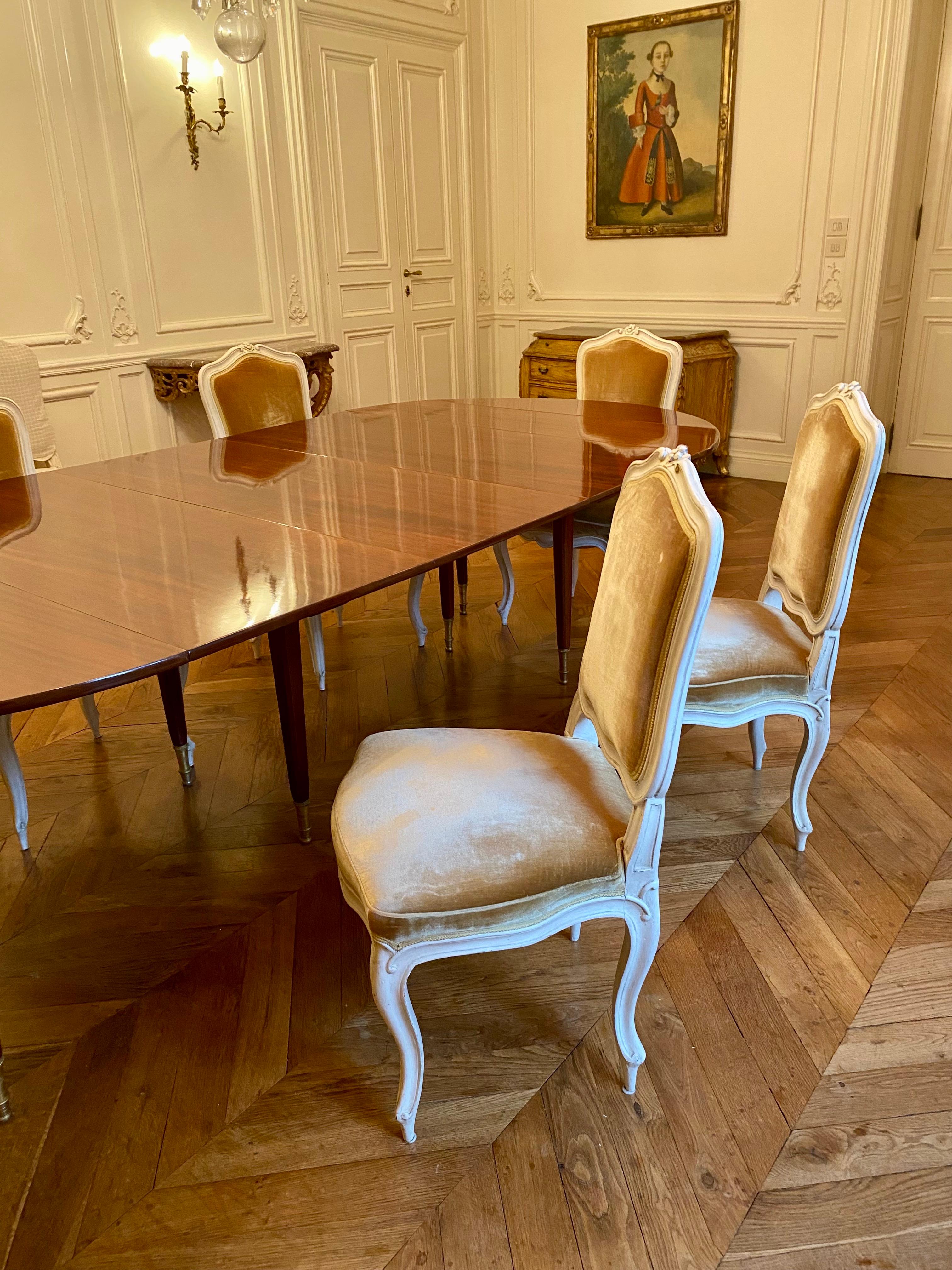 Set of 12 French 18th Century Ivory Painted Chairs For Sale at 1stDibs