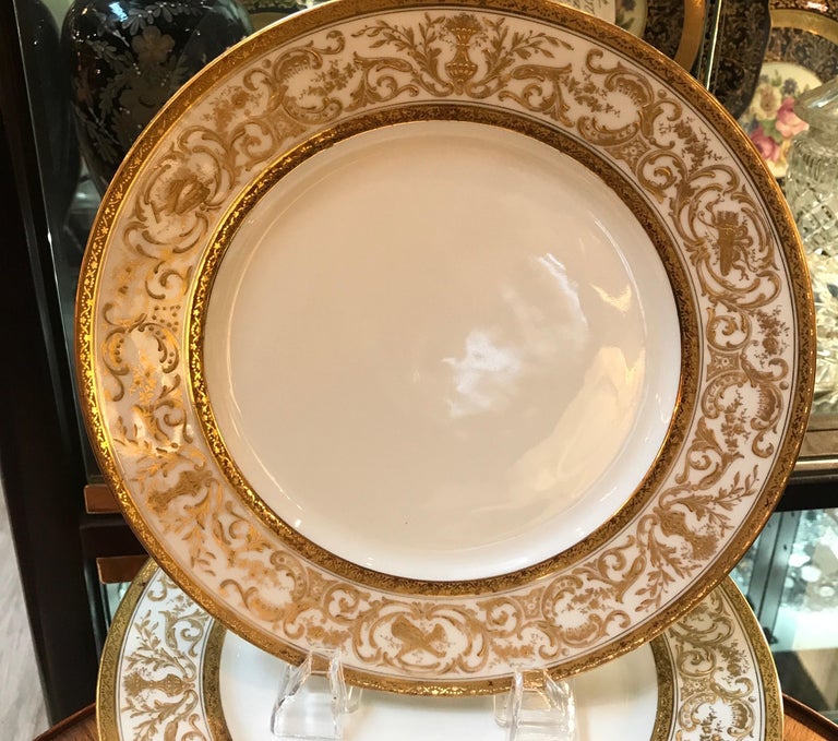 Set of 12 French Antique Raised Gilt Plates, circa 1900 at 1stDibs