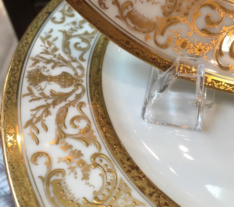 Set of 12 French Antique Raised Gilt Plates, circa 1900 at 1stDibs