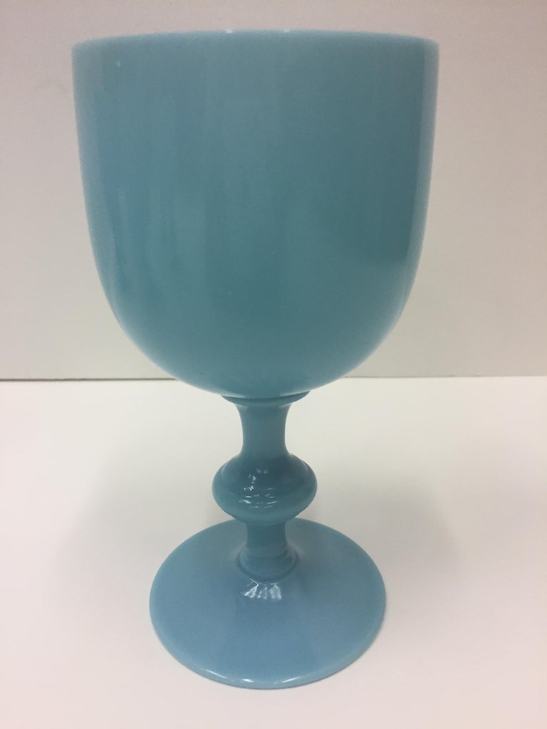 Set of 12 French Luminous Opaline Turquoise Goblets at 1stDibs