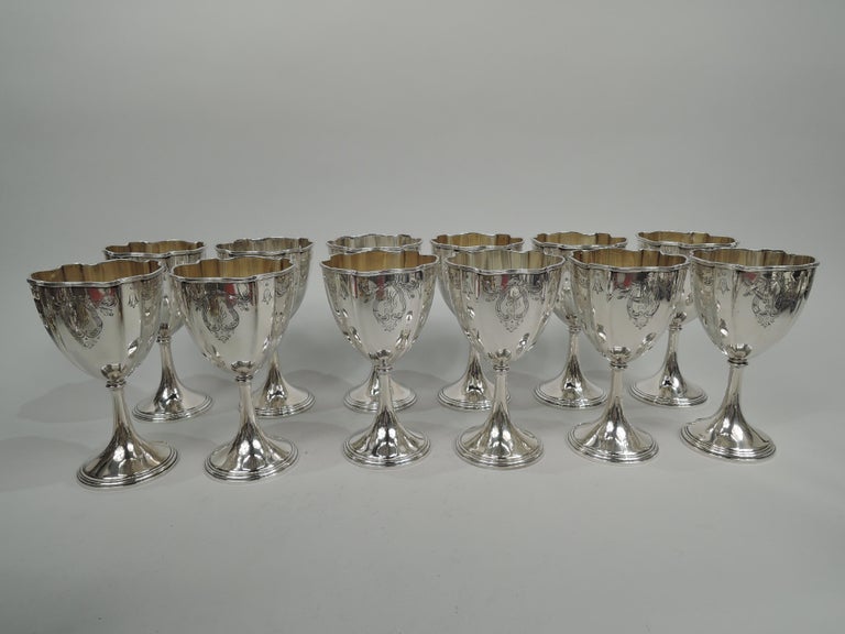 Set of 12 Gorham Engraved Plymouth Sterling Silver Goblets For Sale at ...
