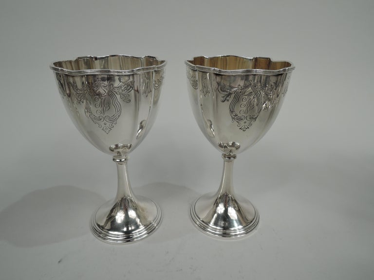 Set of 12 Gorham Engraved Plymouth Sterling Silver Goblets For Sale at ...