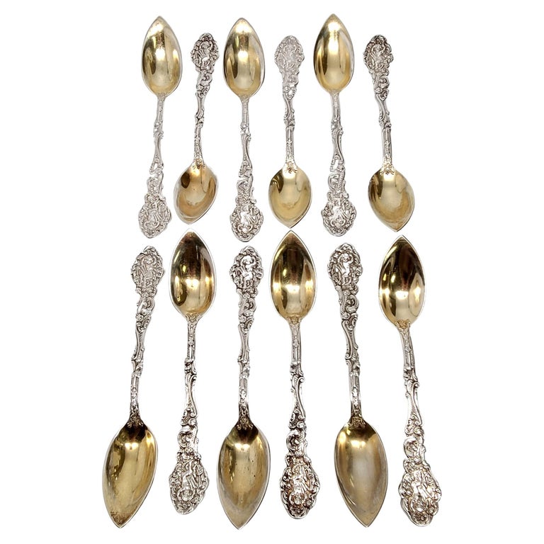 Set of 12 Gorham Versailles Sterling Silver/Gold Wash Bowl Spoons ...