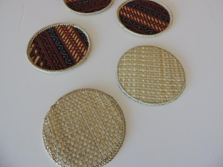 Set of '12' Hand Woven Round Batik Fabric Coasters For Sale at 1stDibs