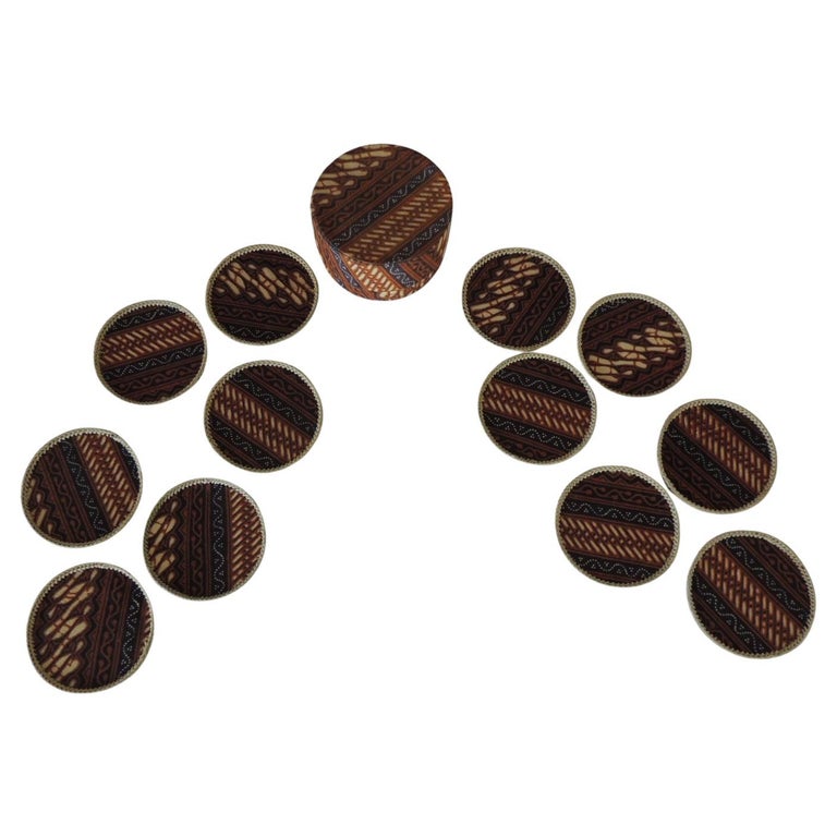 Set of '12' Hand Woven Round Batik Fabric Coasters For Sale at 1stDibs