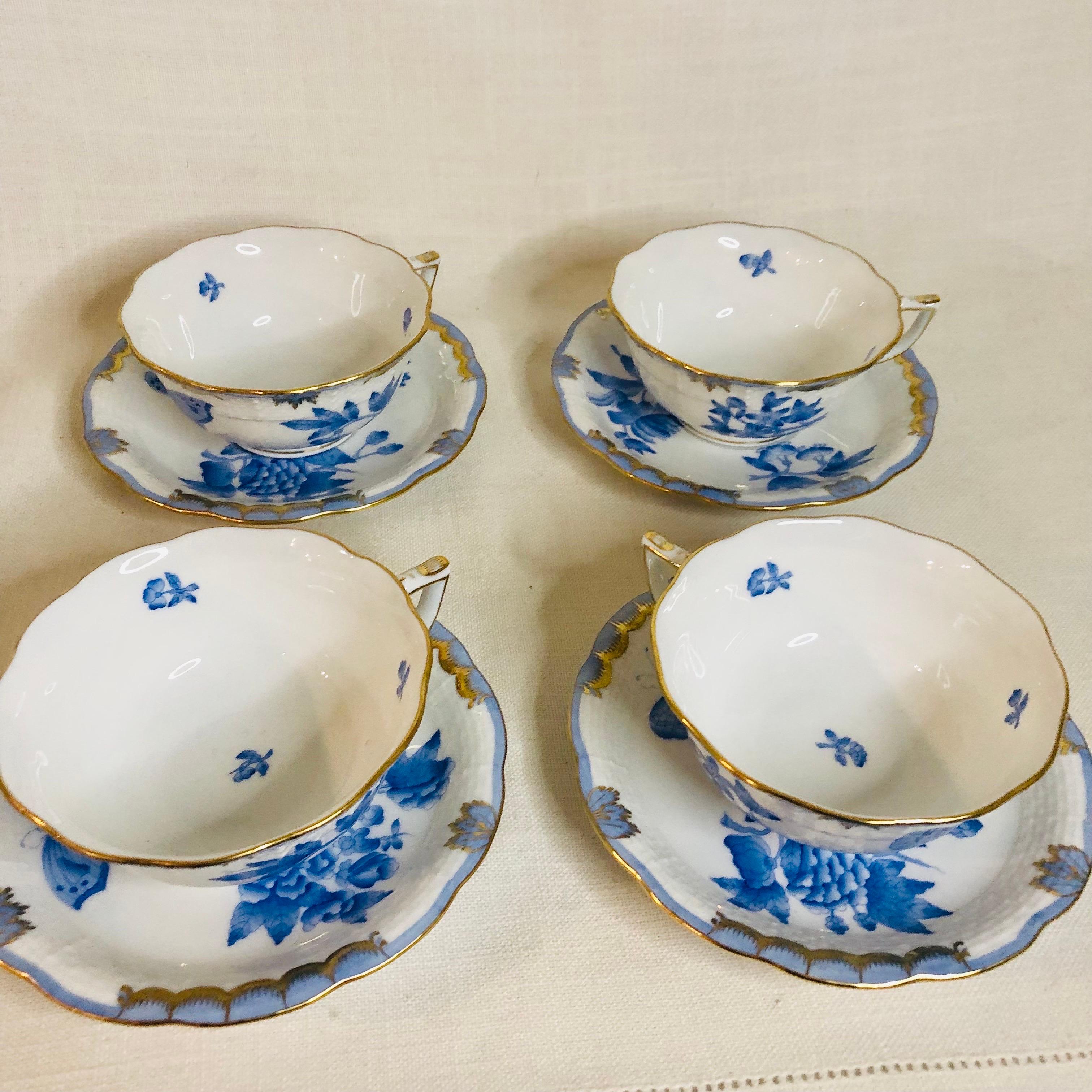 Set of 12 Herend Fortuna Cups and Saucers Painted with Butterflies and ...