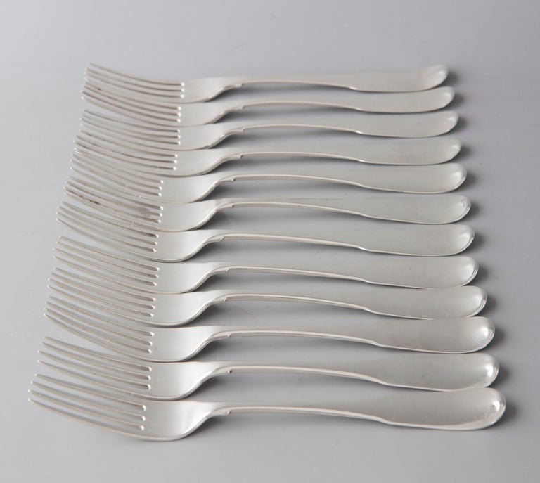 Set of 12 Irish Georgian Silver Fiddle Pattern Table Forks at 1stDibs