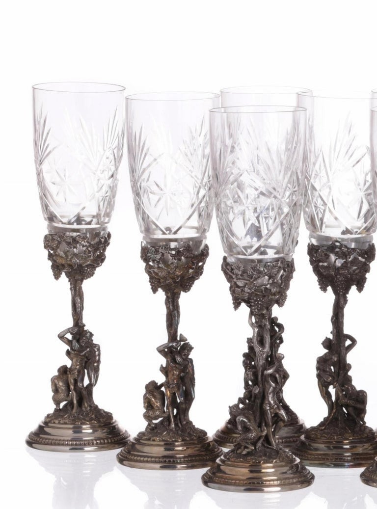 Set of 12 Italian Crystal Cups 20th Century For Sale at 1stDibs