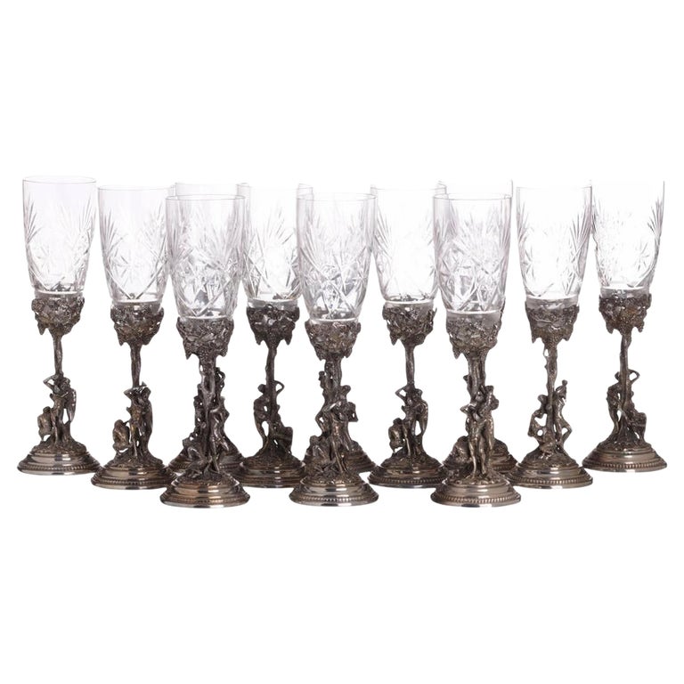 Set of 12 Italian Crystal Cups 20th Century For Sale at 1stDibs