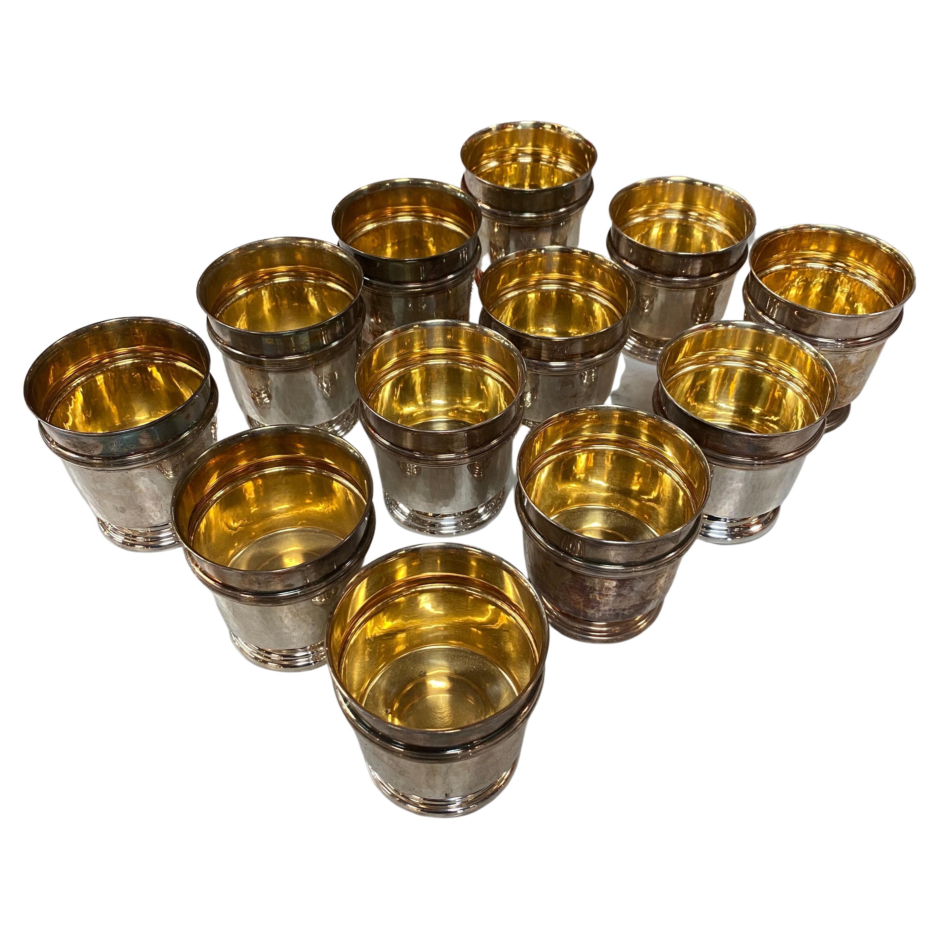 Glassware Set for 8 Brass Glasses Signed "Leonard E.P.N.S.", Italy ...