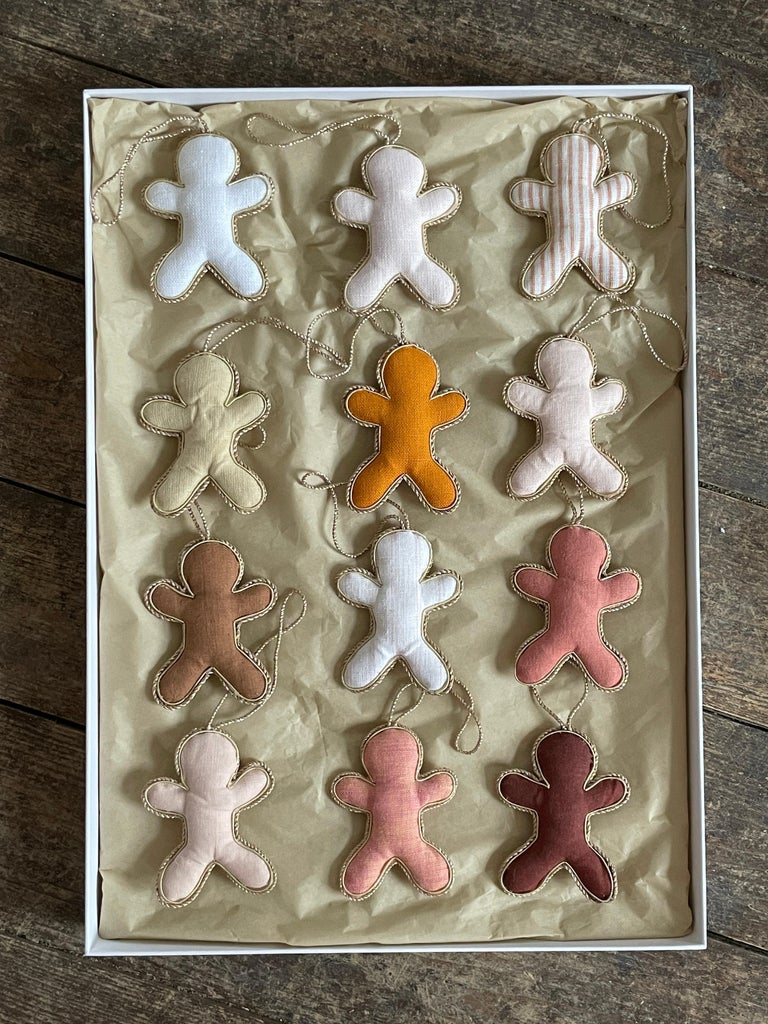 Set of 12 Limited Edition Artisan Irish Linen Gingerbread Men Ornaments ...