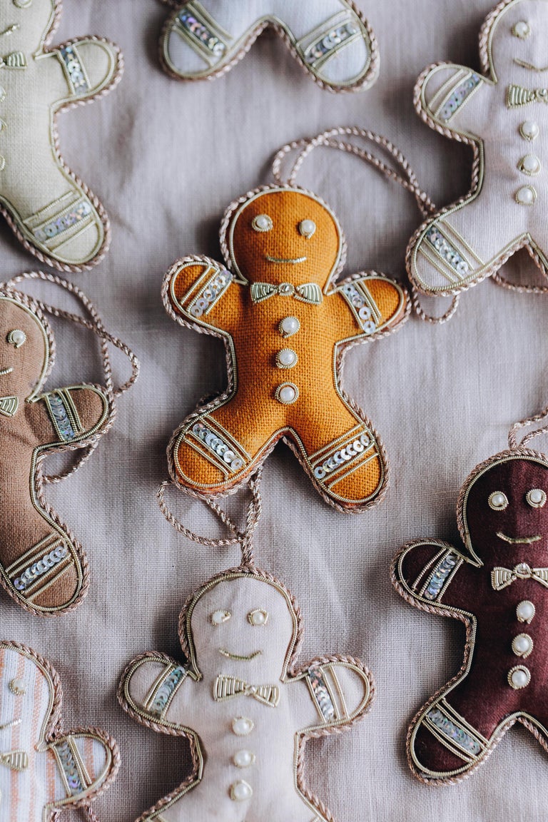 Set of 12 Limited Edition Artisan Irish Linen Gingerbread Men Ornaments ...
