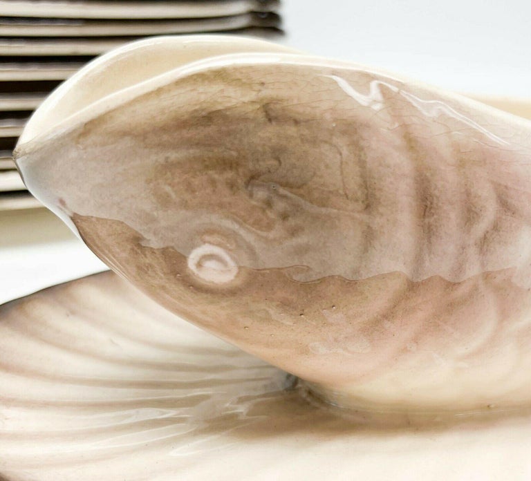 Set of 12 Longwy France Porcelain Pottery Fish Dinner Halibut ...