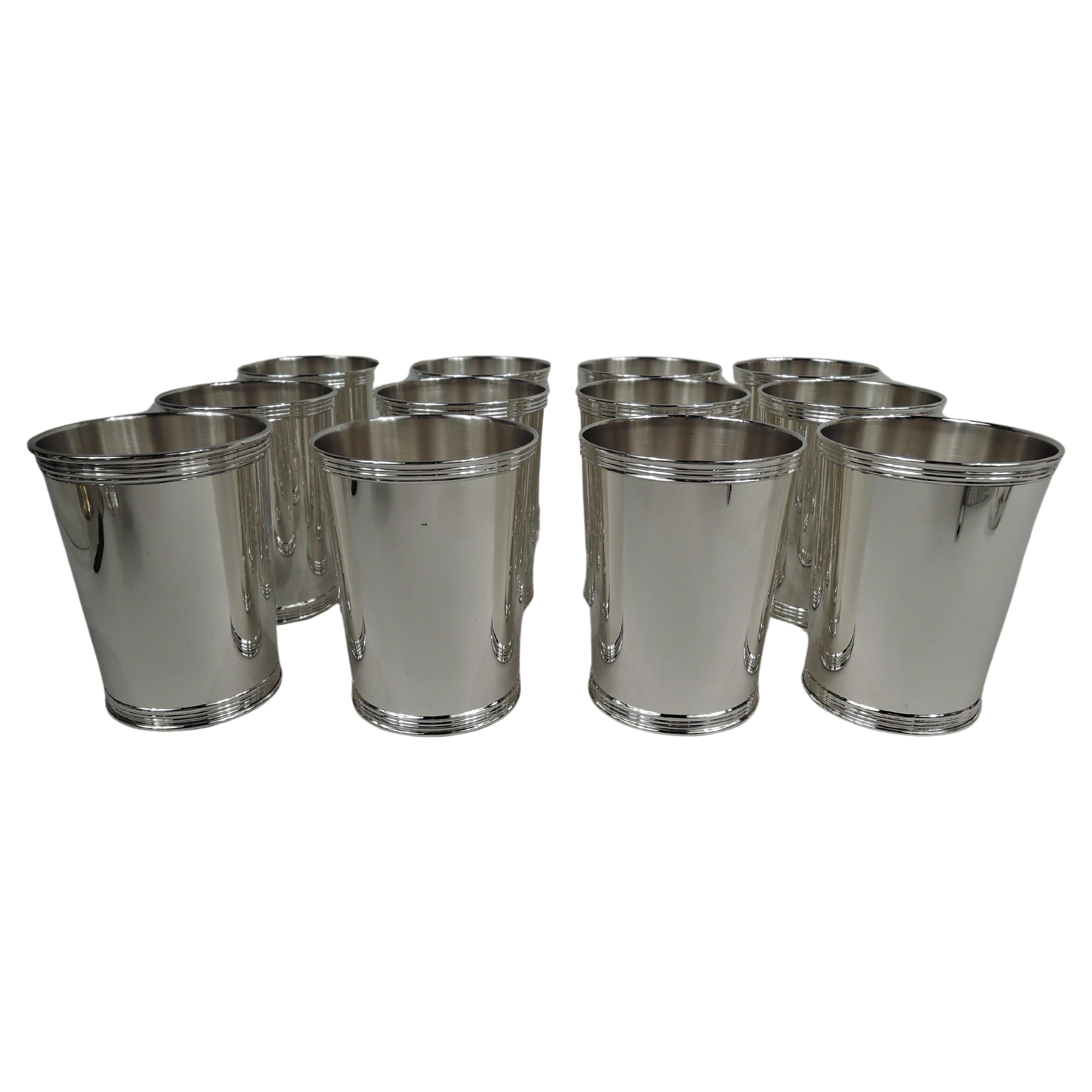 German Continental Silver and Etched Glass Set of 12 Sherbert Cups on ...