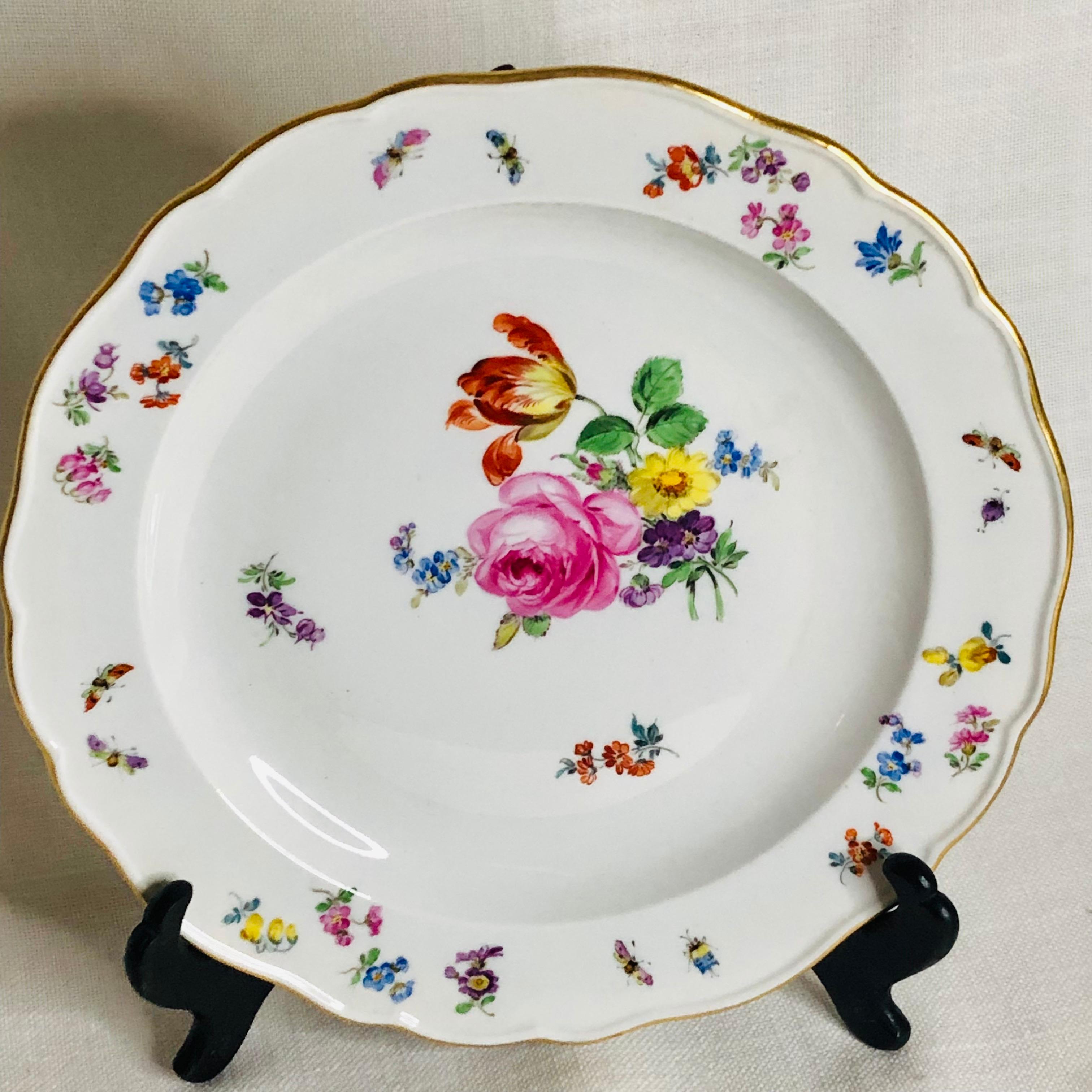 Set of 12 Meissen Luncheon Plates Each Painted with a Different Flower ...