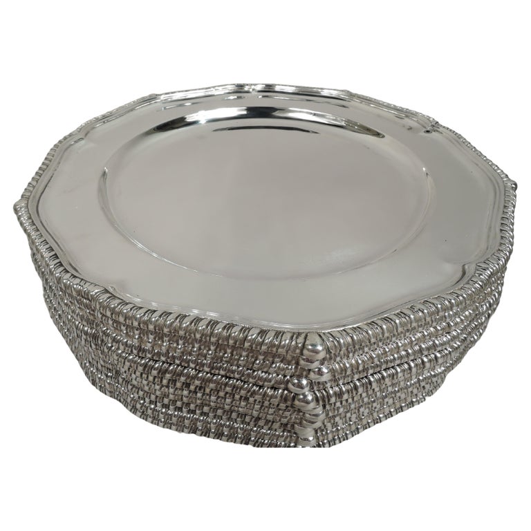Set of 12 Old-Fashioned Georgian-Style Sterling Silver Dinner Plates ...