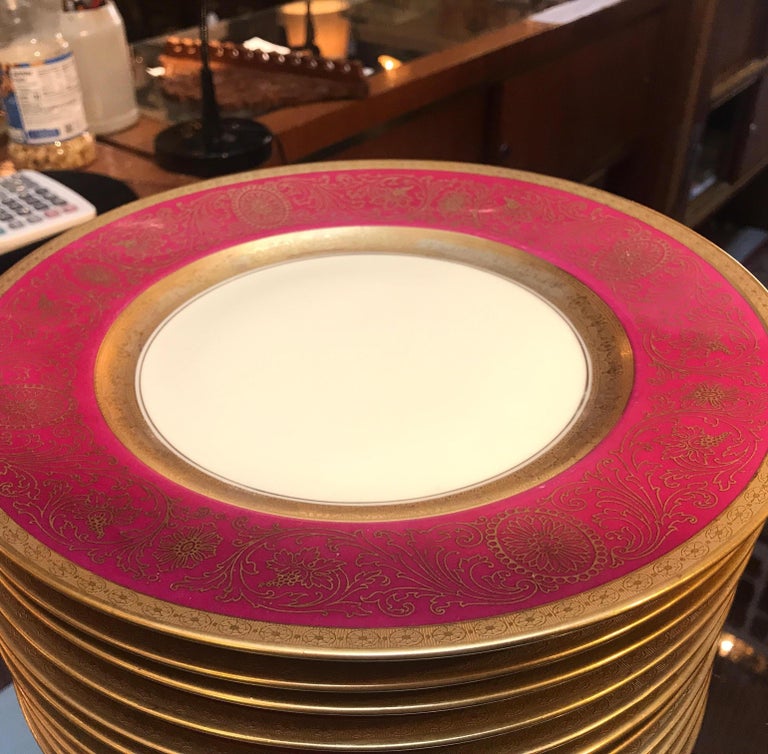 Set of 12 Pickard Lavish Border Service Dinner Plates at 1stDibs