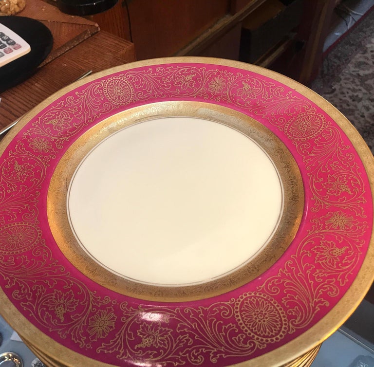 Set of 12 Pickard Lavish Border Service Dinner Plates at 1stDibs