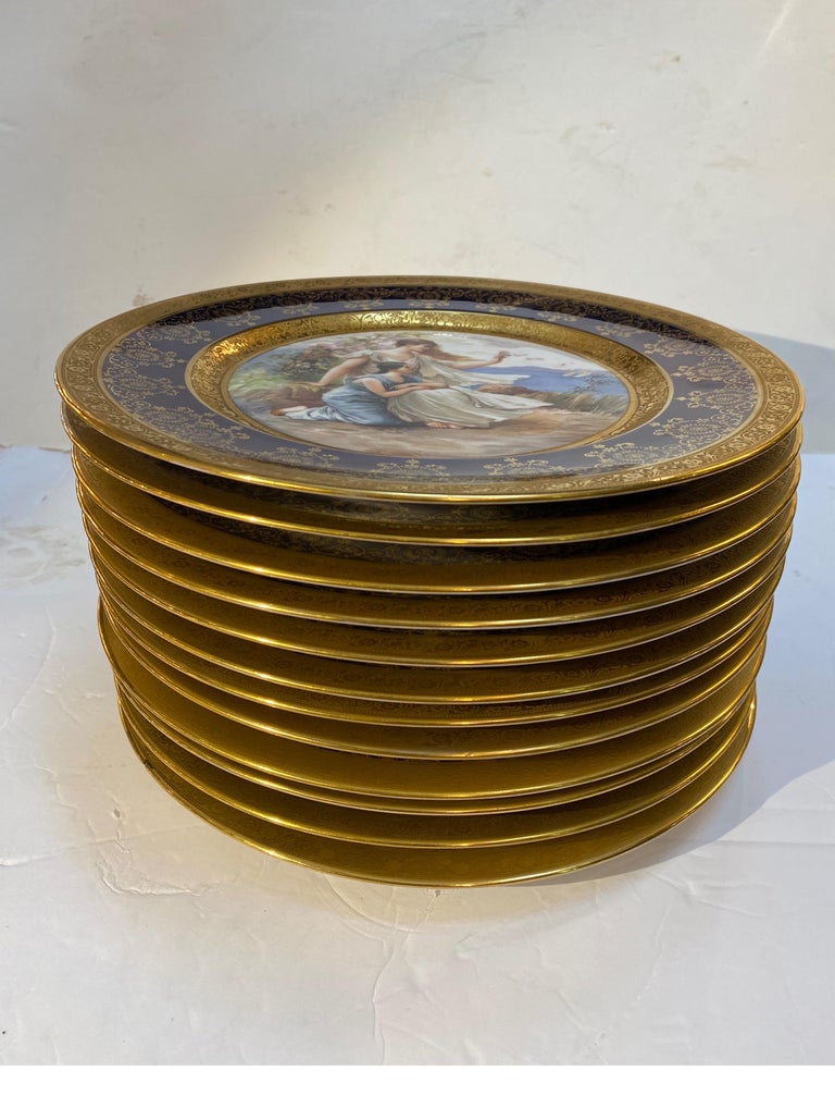 Set of 12 Porcelain Allegorical Scene Plates For Sale at 1stDibs