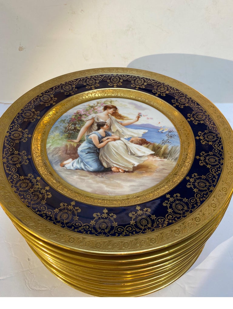 Set of 12 Porcelain Allegorical Scene Plates For Sale at 1stDibs