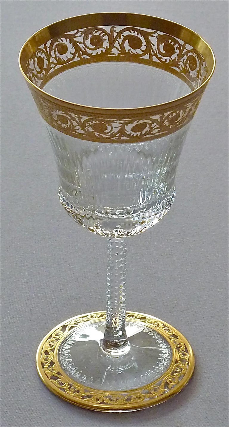 Set of 12 Saint Louis Gilt Crystal Wine Glasses Thistle 1950s French ...