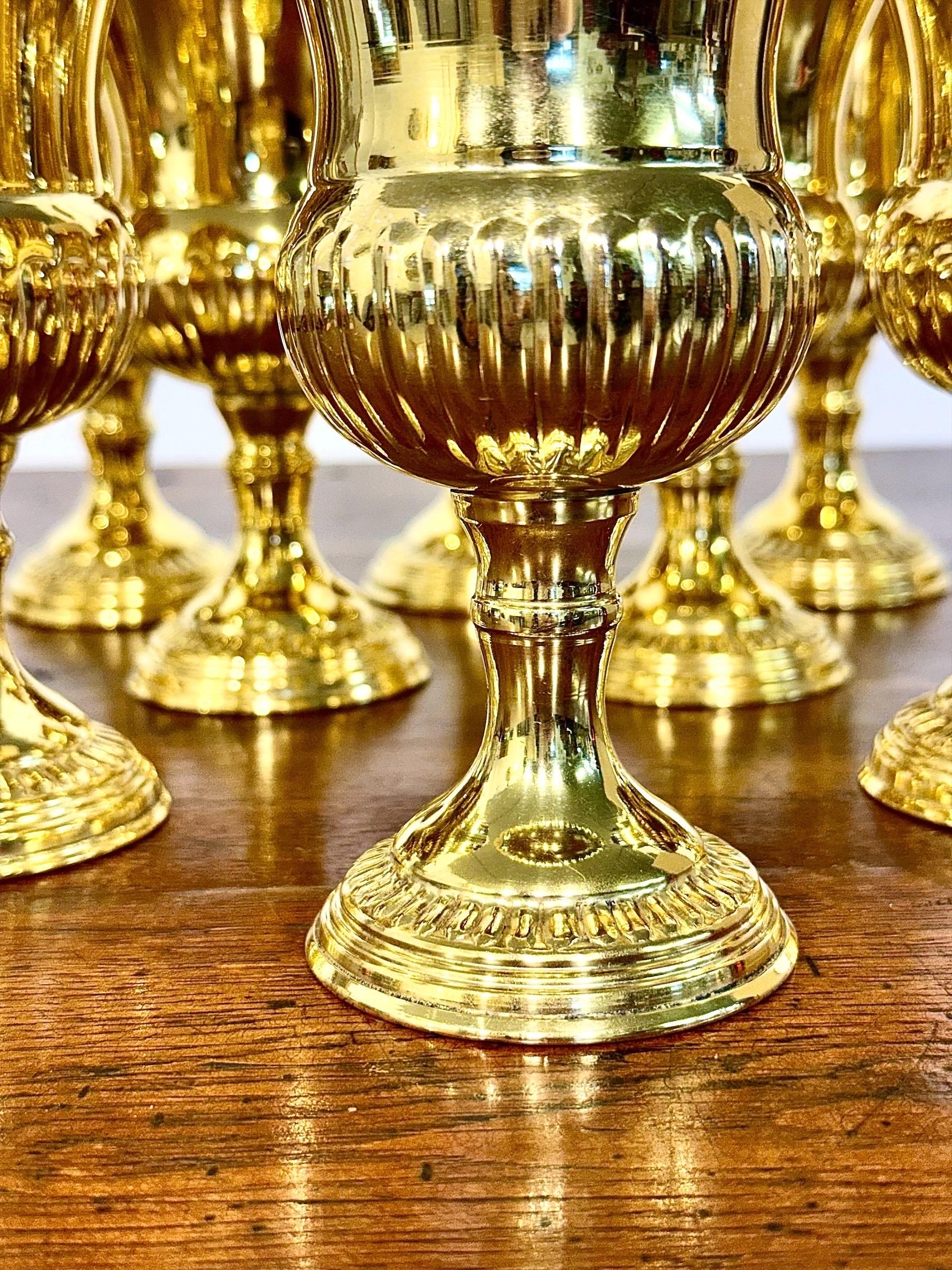 Rare Set of 12 American Gilt Footed Goblets, circa 1960 For Sale at 1stDibs